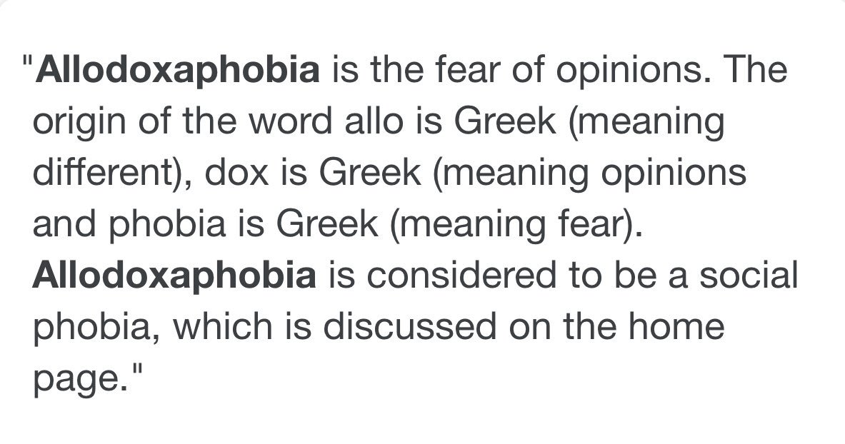 Allodoxaphobia