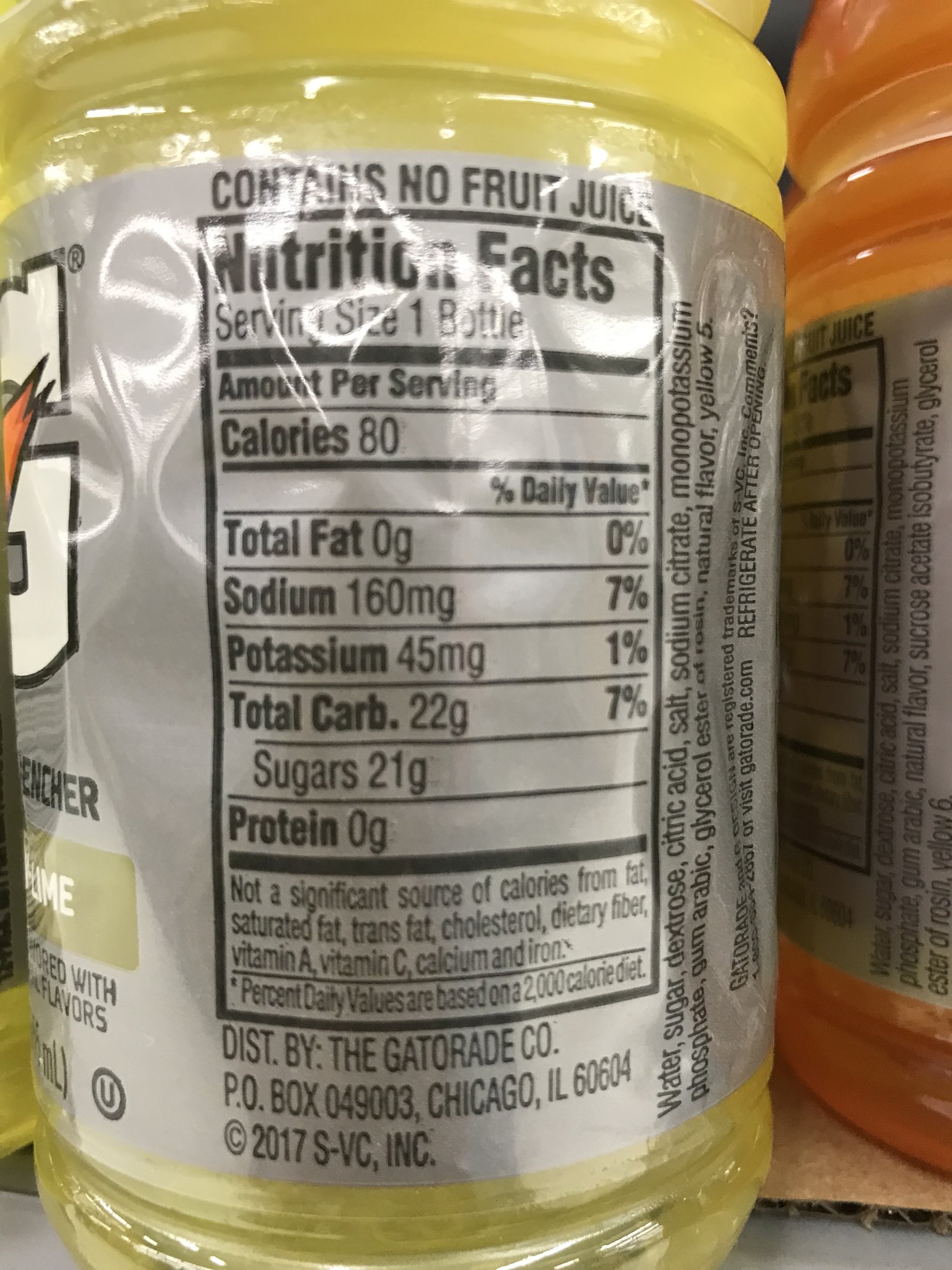 Gatorade Nutrition Labels
