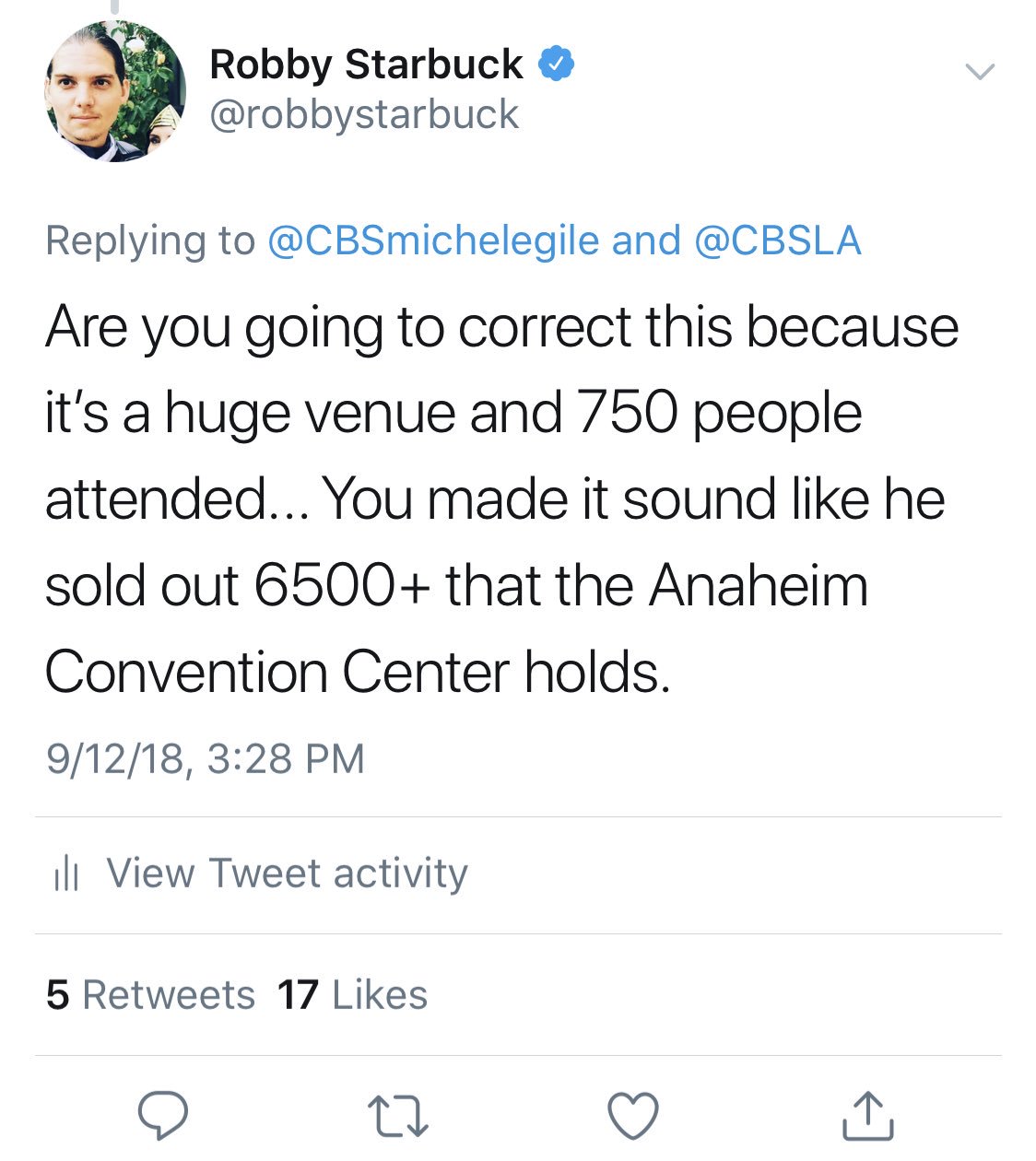 Robby Starbuck on Twitter: "I asked a reporter @CBSMicheleGile if she planned to correct her ...