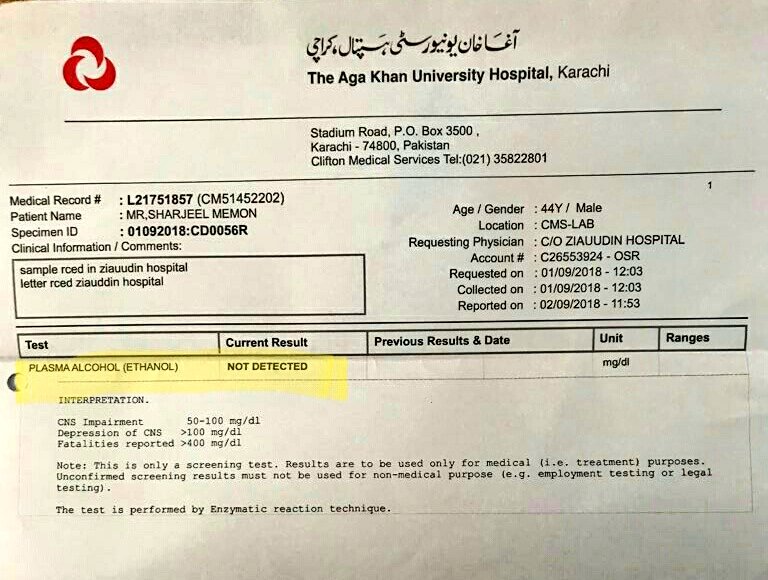 Alcohol Blood Test Results