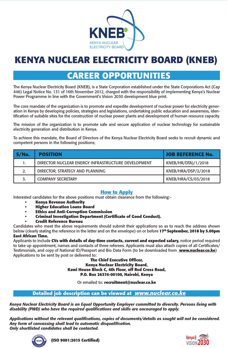 Nuclear Kenya Is Looking For New Employees - Youth Village Kenya