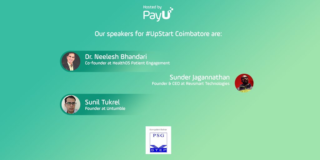 PayU India on Twitter: "Here are our speakers for UpStart Coimbatore. Hear Dr. Neelesh Bhandari ...