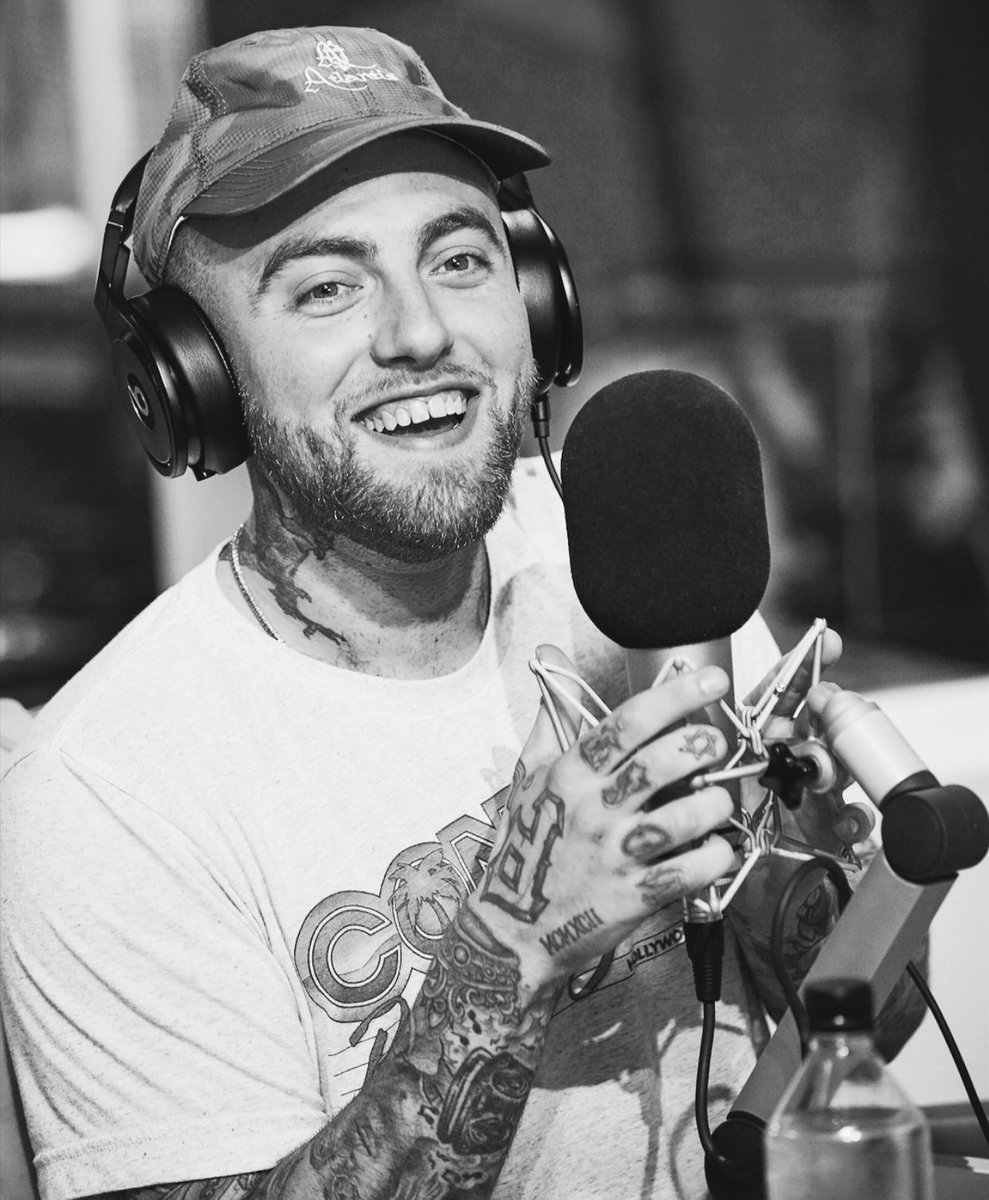 Mac Miller Black And White Smiling