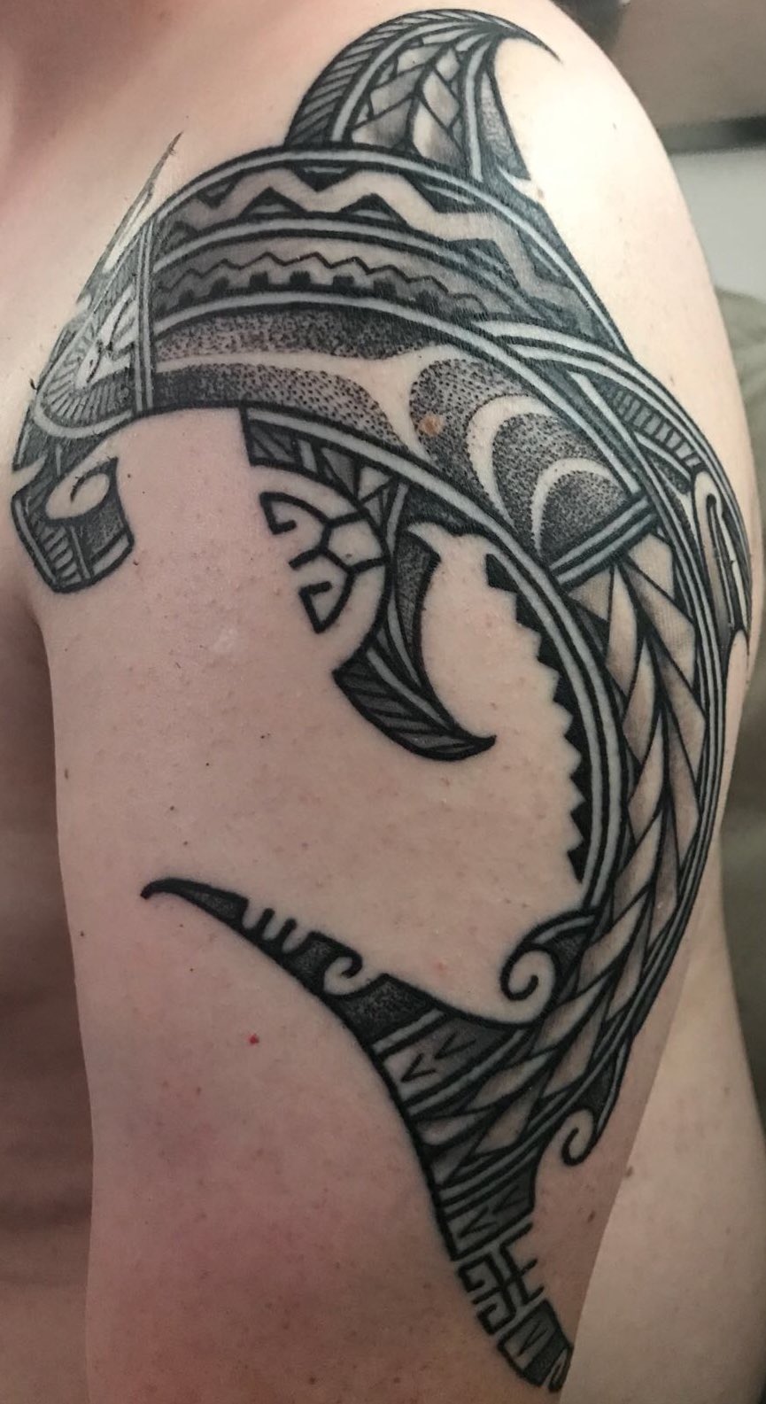 Hammerhead Shark Spear Tattoo 100 Inspiring Shark Tattoos With Meaning