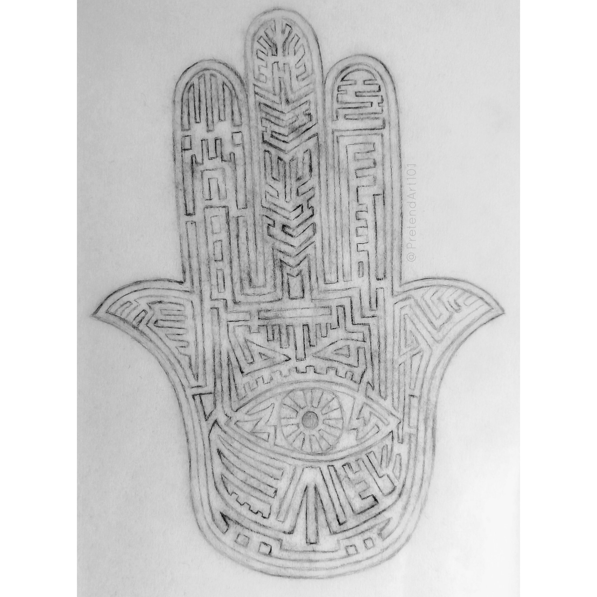 Hamsa Drawing Outline