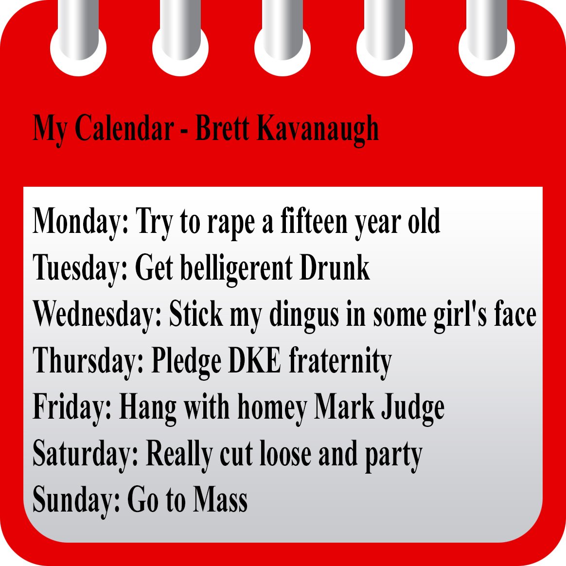 Kavanaugh’s Calendar | Mark Bruzonsky
