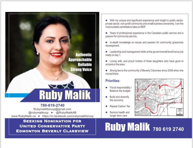 Ruby Malik on Twitter: "Requesting your support in winning the UCP nomination for Edmonton ...