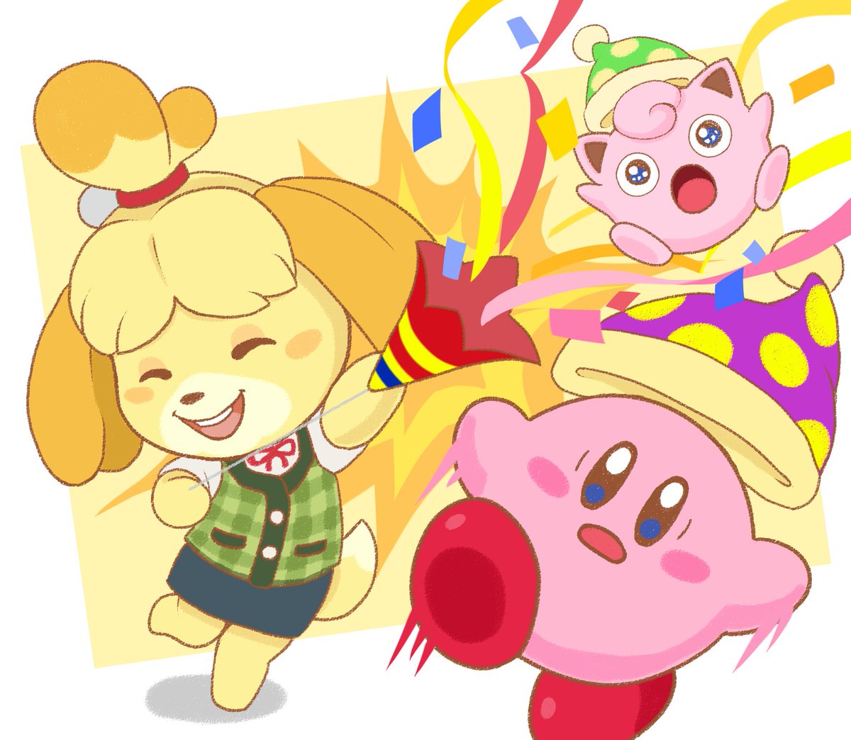 しずえ(あつ森) ,カービィ 「しずえさん戦!! 」|スマぼうのイラスト