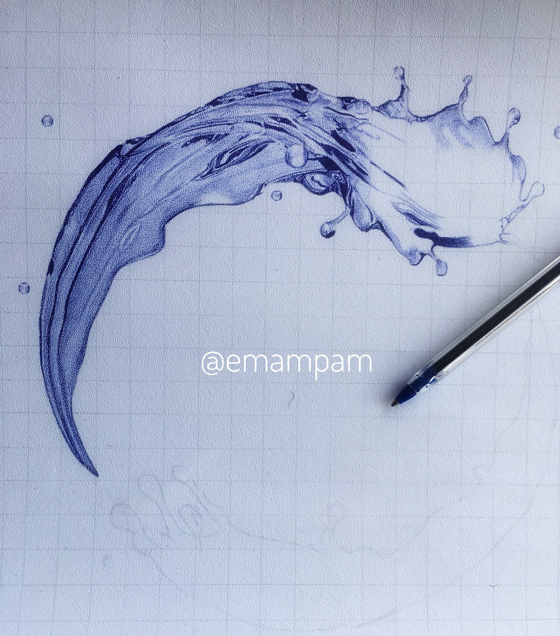 Water Splash Pencil Drawing