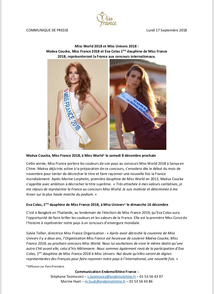 1996 / Eva Colas / Miss Universe FRANCE 2018