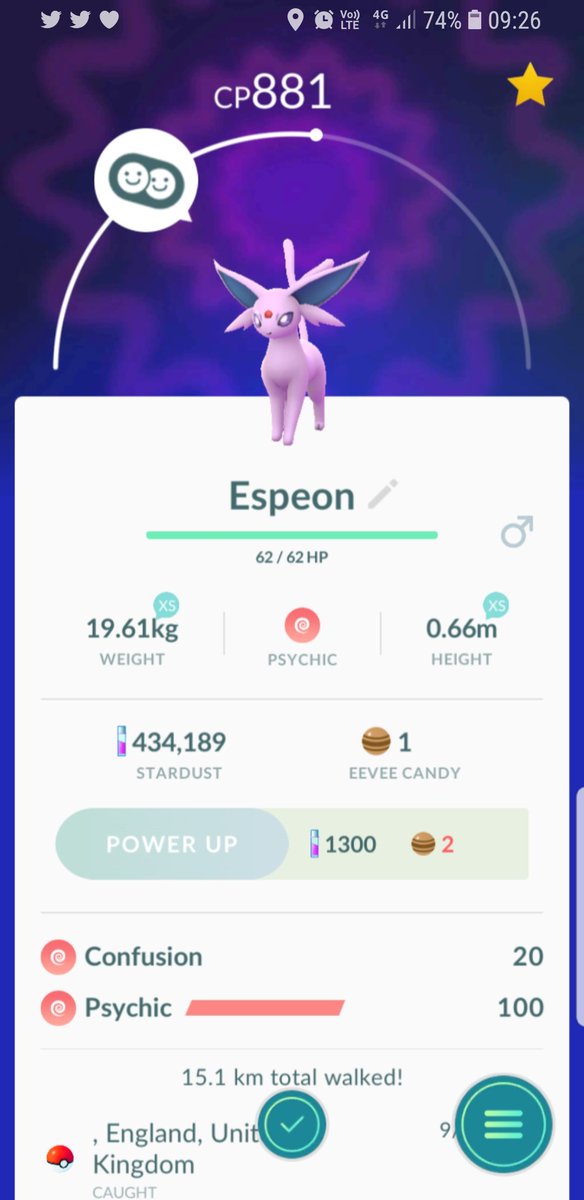 Espeon max CP for all levels - Pokemon Go