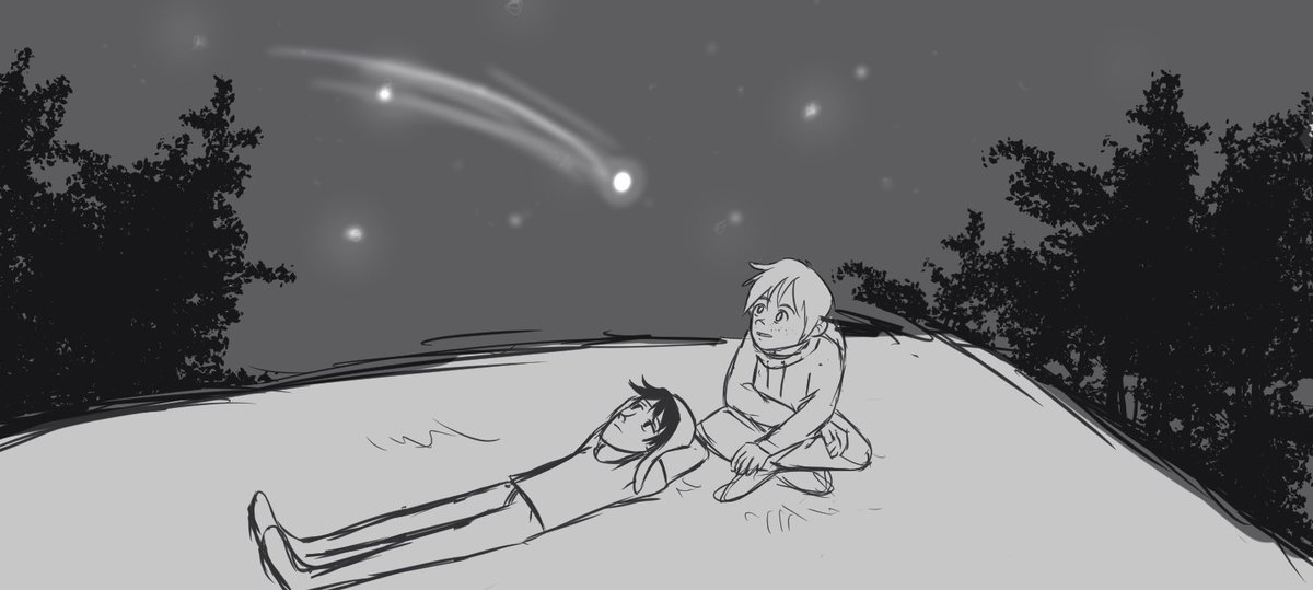 Couple Stargazing Drawing
