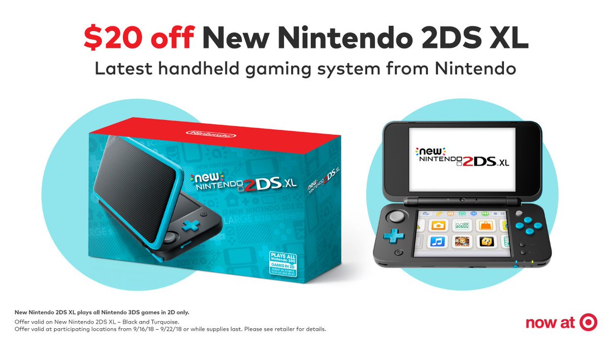 Nintendo of America on X There s still time to get 20 off a New Nintendo 2DS XL Black and Turquoise at Target This deal lasts until tomorrow so don t miss out