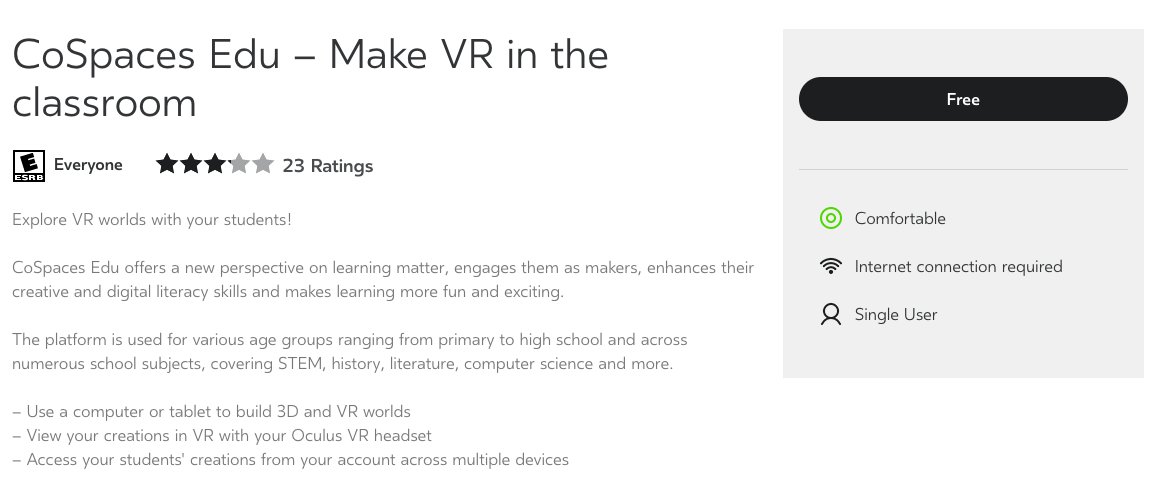 CoSpaces Edu on Twitter: "Get the #CoSpacesEdu app for #OculusGo for free! https://t.co ...