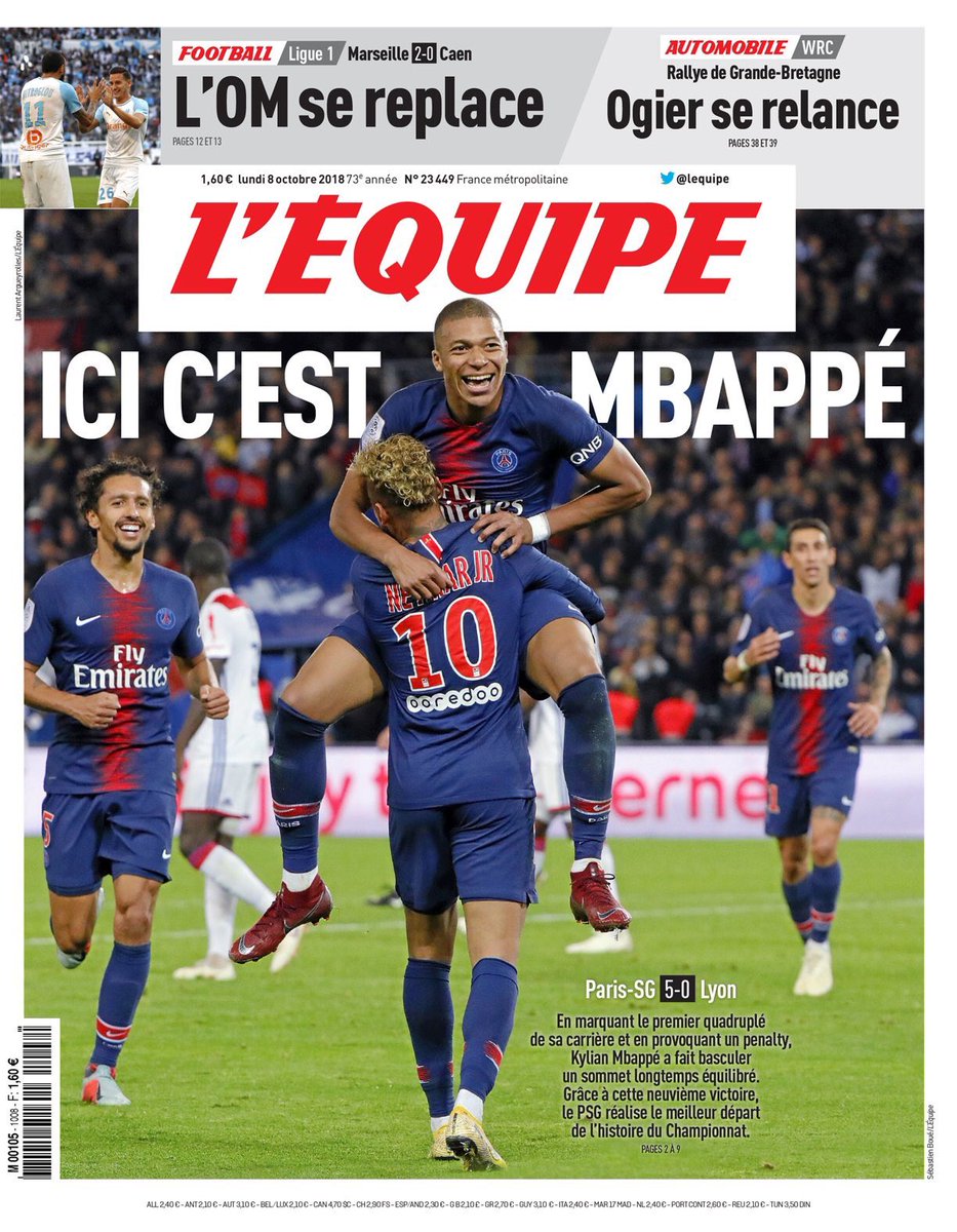 L'équipe Mbappe Pique / Les Notes De Barca Psg Colossal Mbappe L Equipe ...
