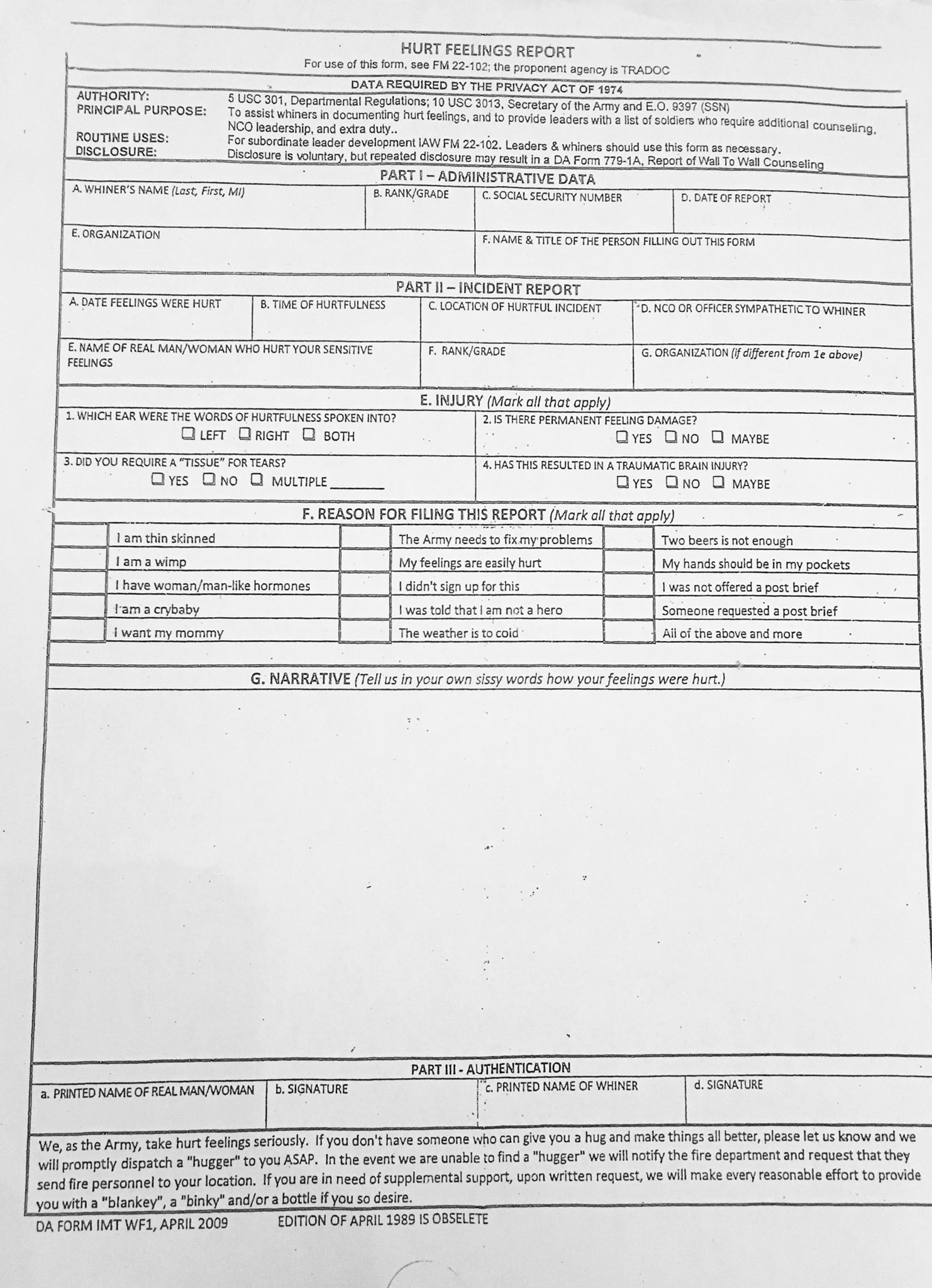 Hurt Feelings Report Usmc