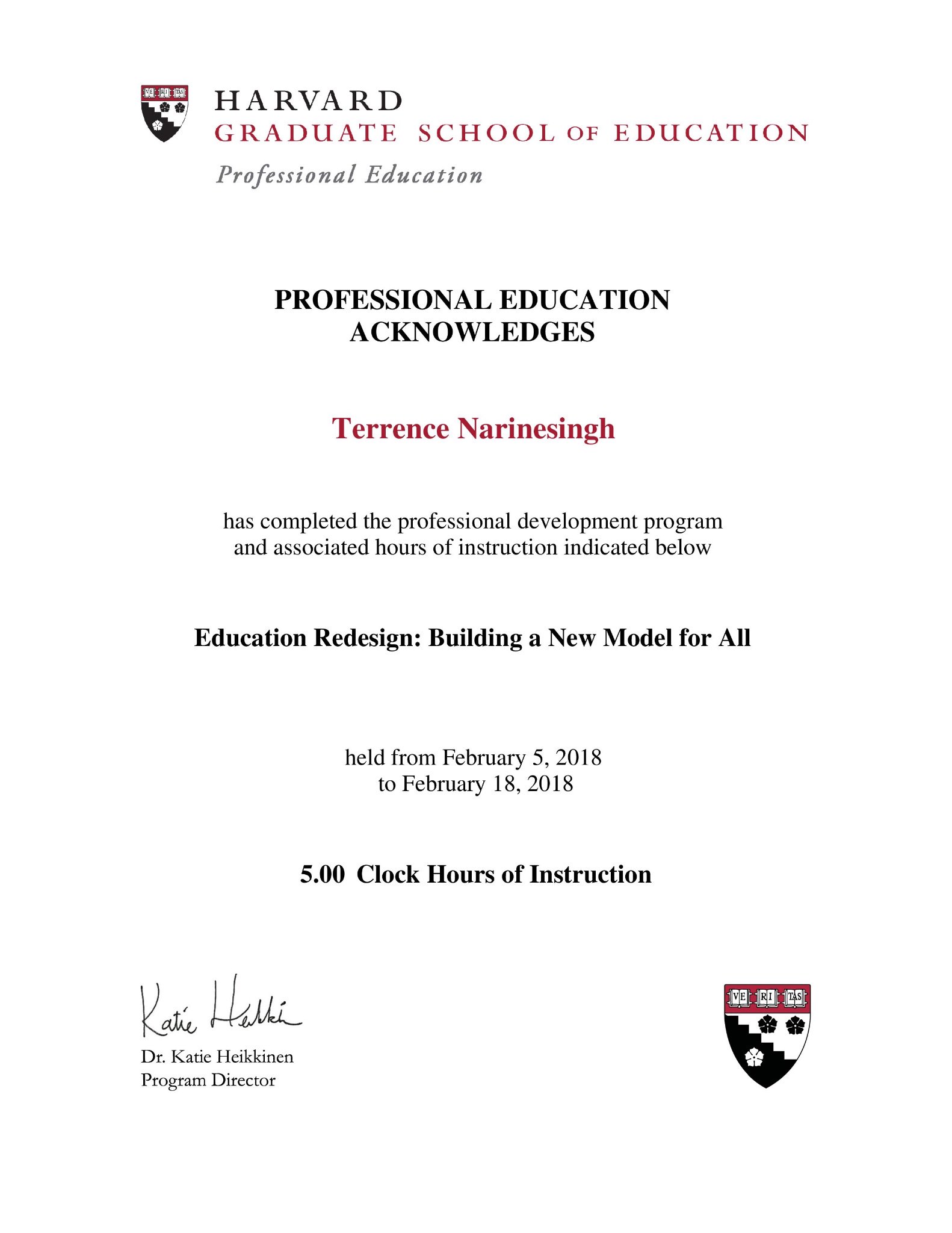 Professional Development Certificate For Teachers