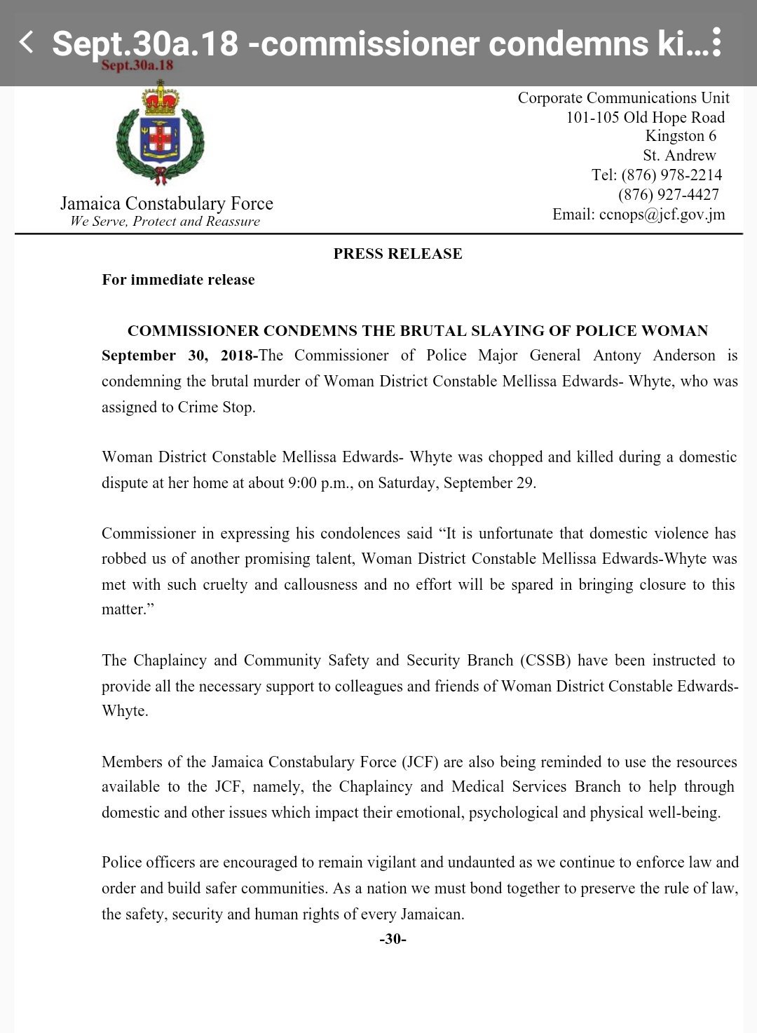 Abka Fitz-Henley on Twitter: "Woman Constable Mellissa Edwards chopped to death during domestic ...