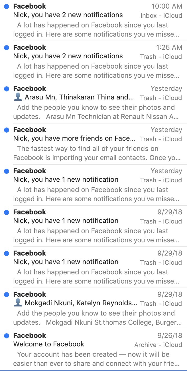 Lots Of Facebook Notifications