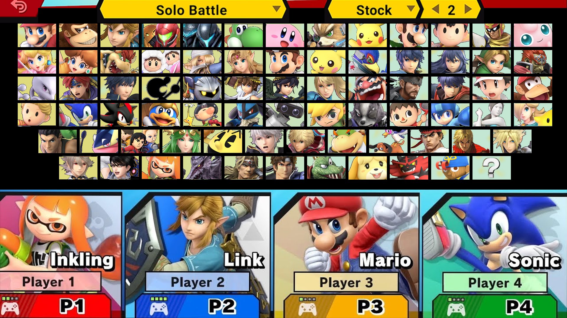 Super Smash Bros 4 Character Select Screen