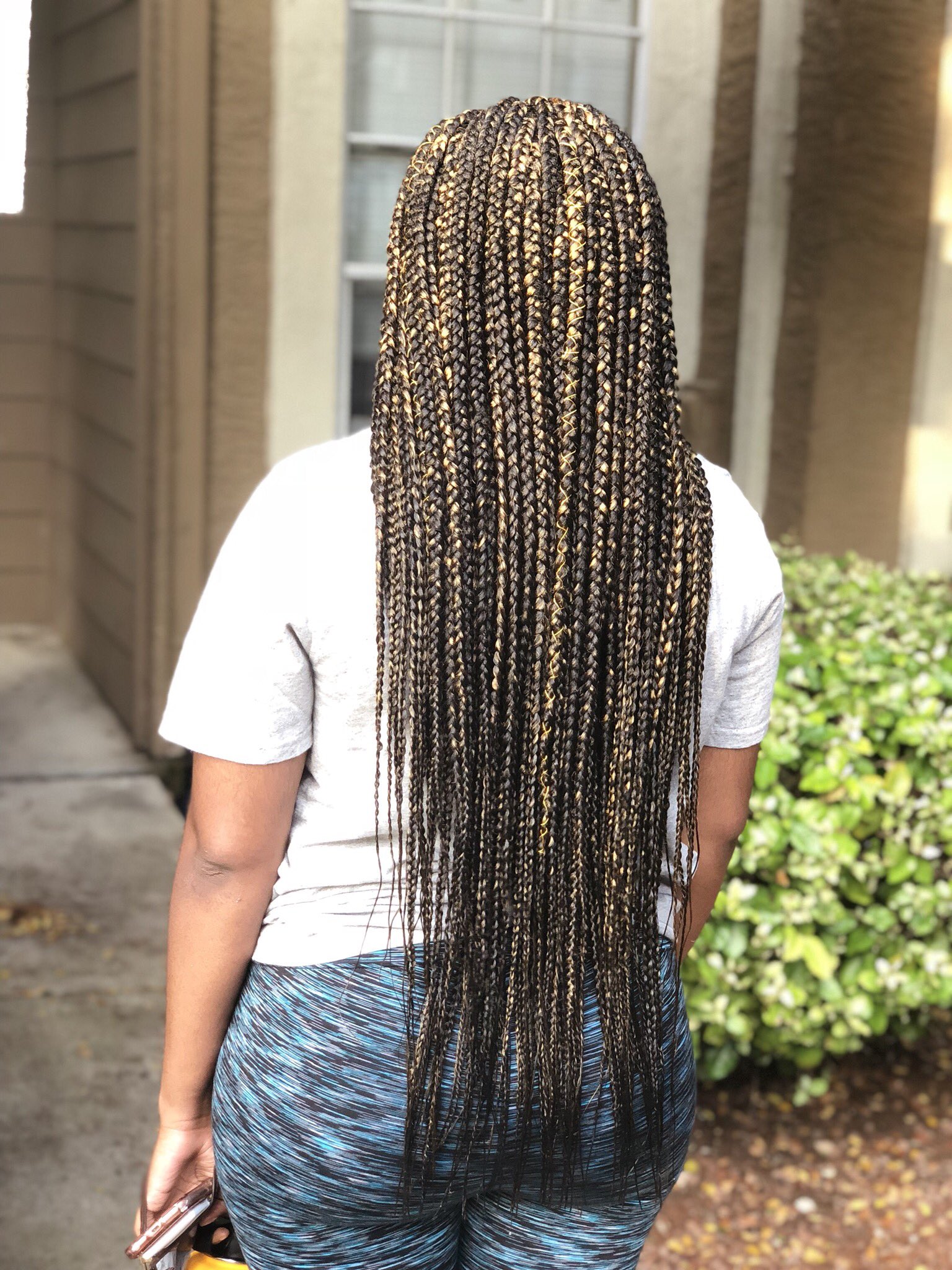 Medium Box Braids With Color