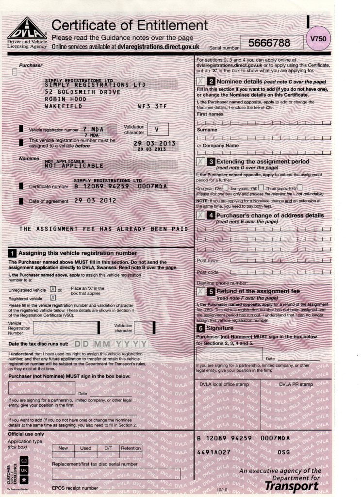 James Saperia on X If you have an out of date DVLA certificate for a private number plate either put it on a vehicle or apply to DVLA for a new 10