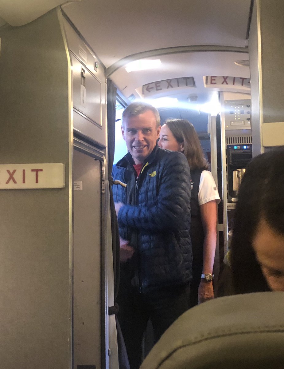 Tom Rinaldi, boarding a flight this morning, greeted the flight ...