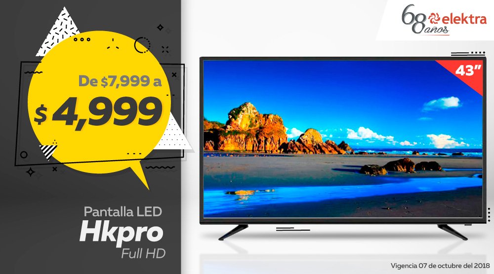 Elektra Calle Once Pantalla LED 43 Pulgadas Marca Pagos De, 53% OFF