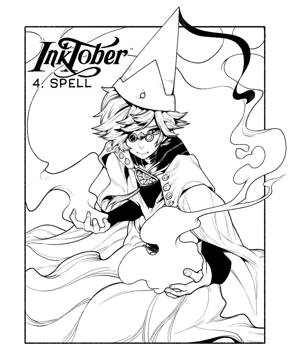 「inktober 4 day - spell #Inktober2018 #I」|SB_Lamaの漫画