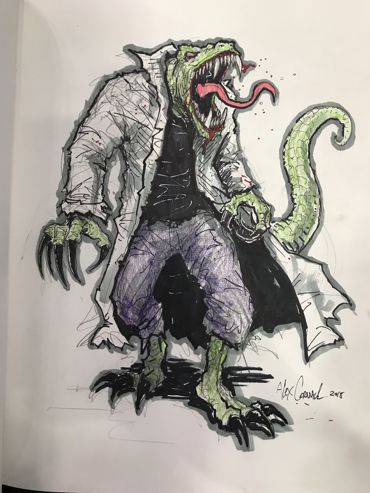 The Amazing Spider Man Lizard Drawing