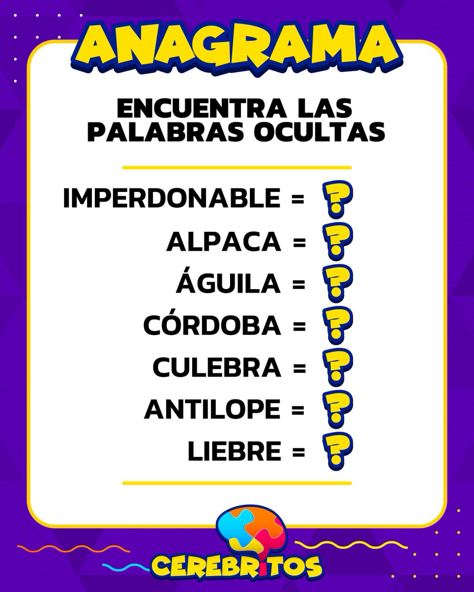 ¿eres más listo que los cerebritos? 🧠 encuentra los anagramas en estas ...