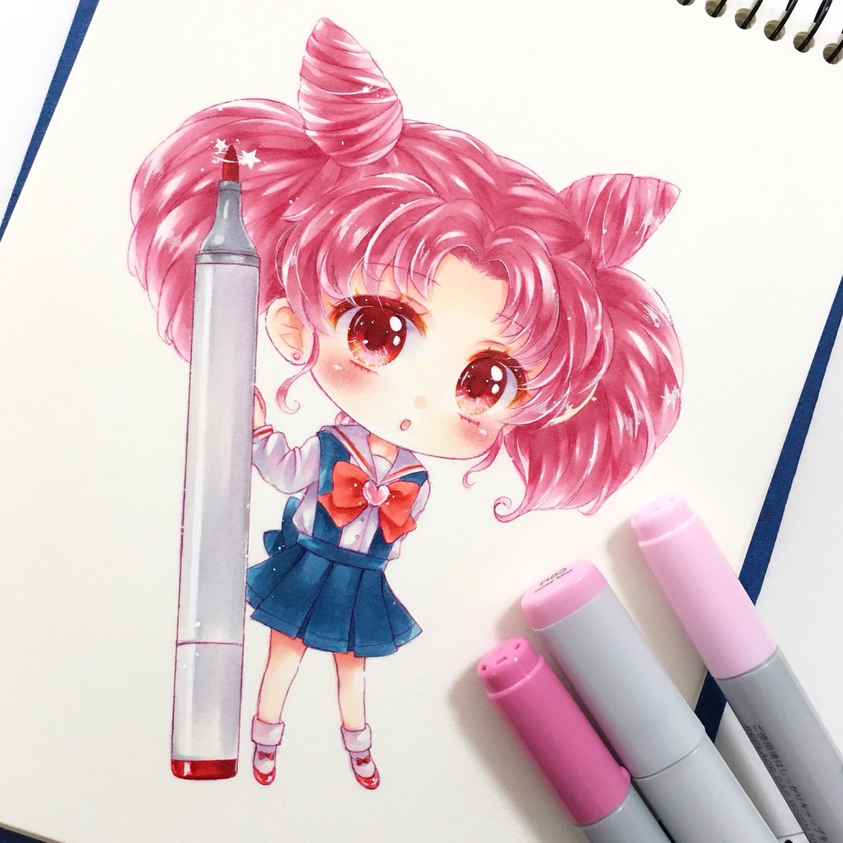 chibi usa 1girl cone hair bun solo hair bun jewelry double bun marker ...