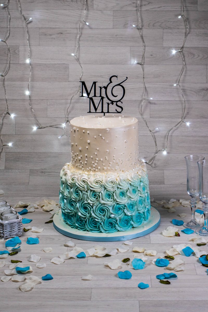 Turquoise And Silver Wedding Cakes