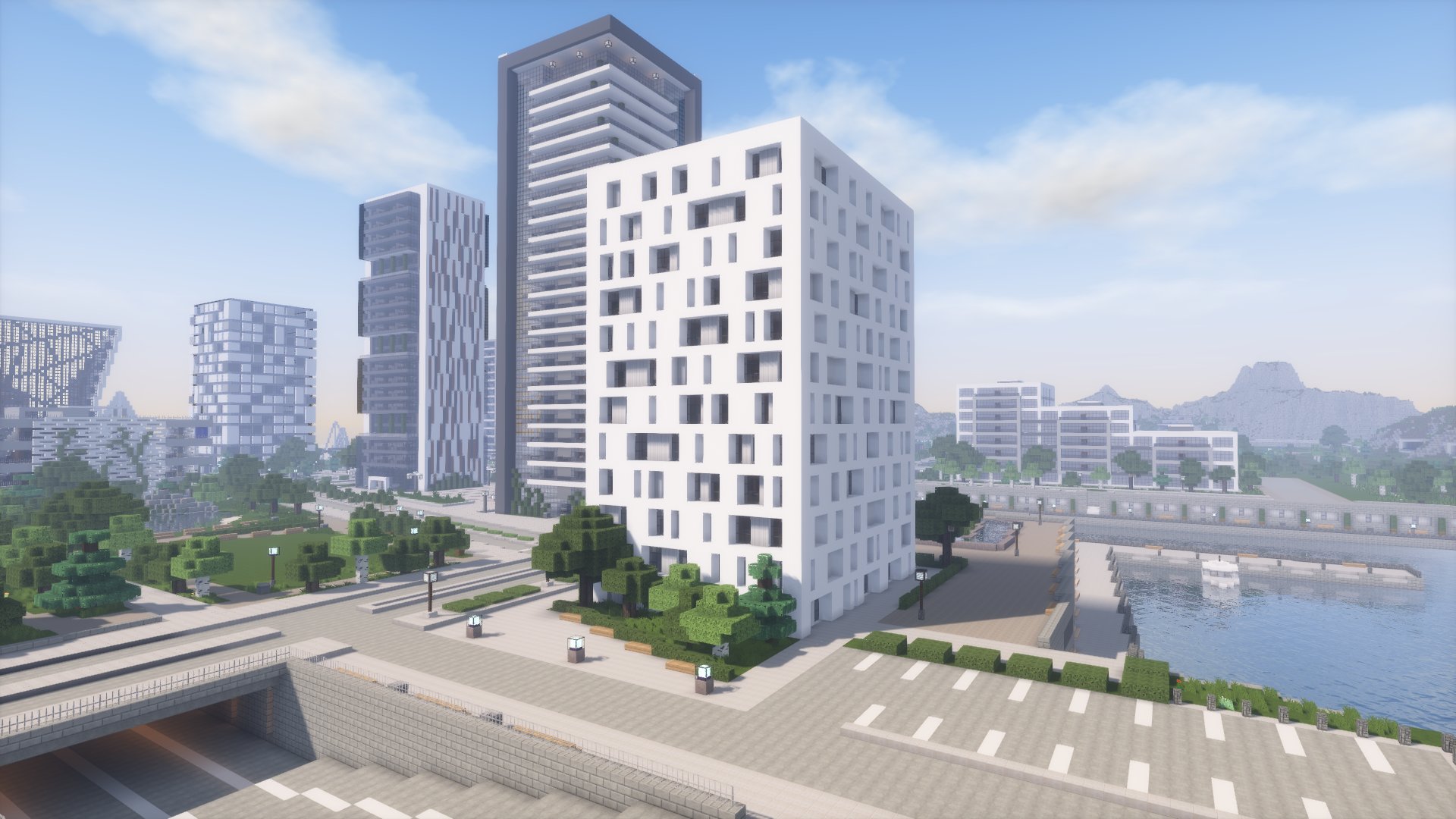 Minecraft Modern Commercial Building Design Twin Condos Buildings And