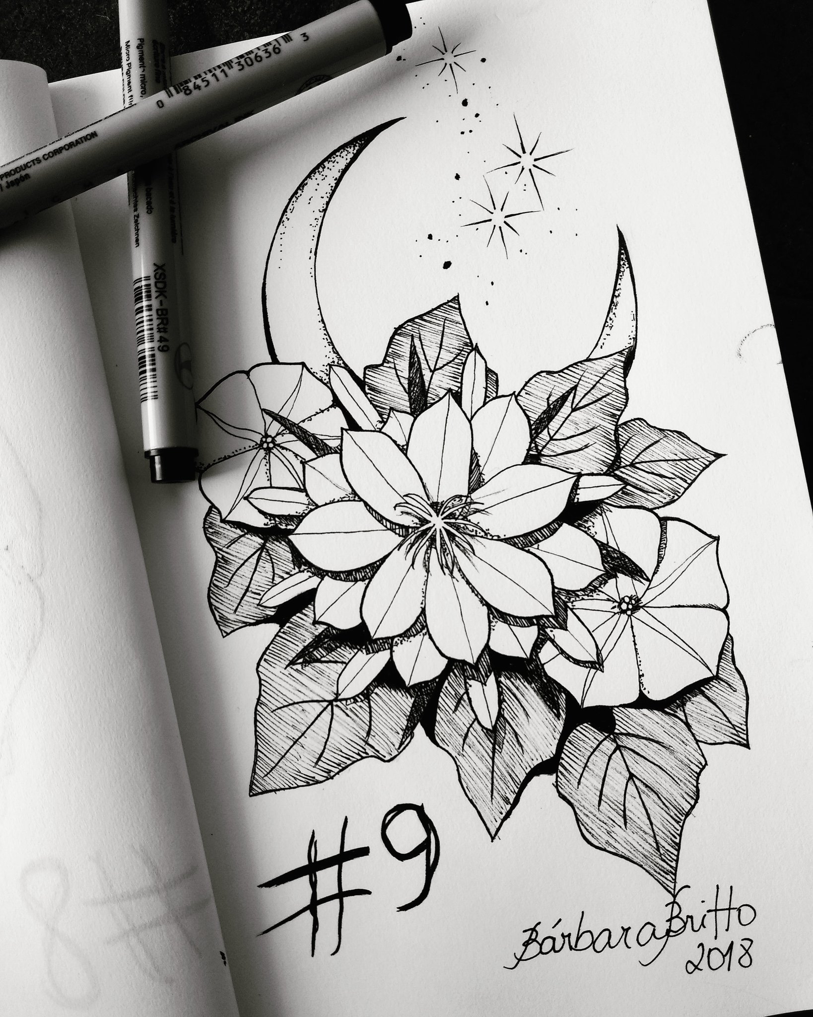 Moon Flower Drawing