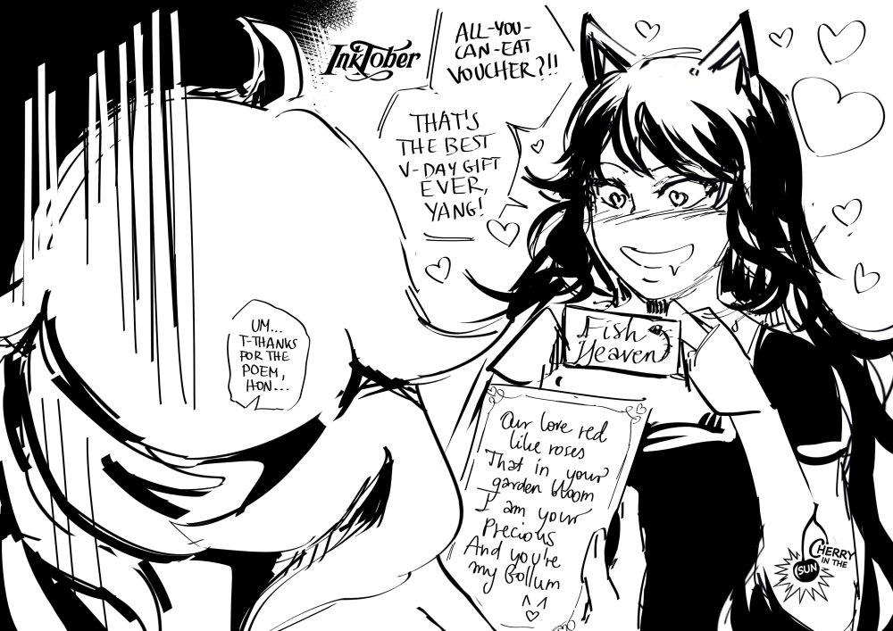 Cherryππ On Twitter Inktober2018 With Yang And Blake From Rwby οΈππ