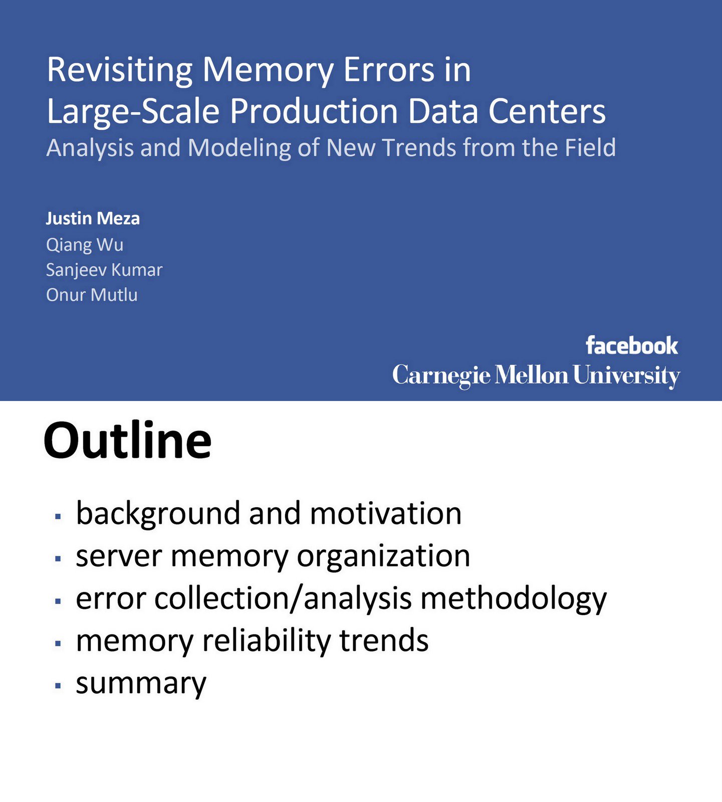 OGAWA, Tadashi on Twitter: "=> CMU and Facebook Revisiting Memory Errors in Large-Scale ...