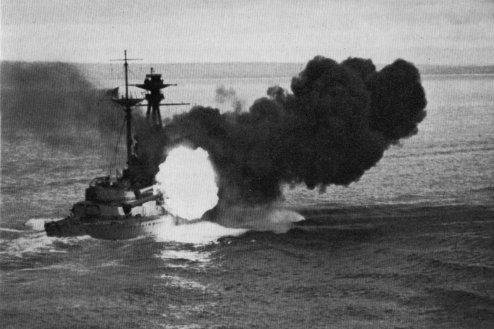 British battleship HMS Revenge- a relic warship of the Great War- & 7 ...