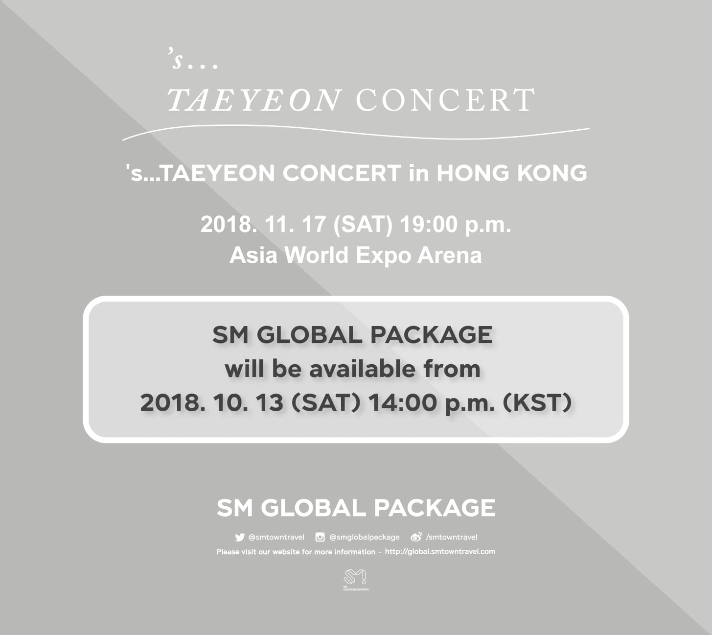 SM GLOBAL PACKAGE on Twitter: "['s...TAEYEON CONCERT in HONG KONG] SM Global Package will be ...