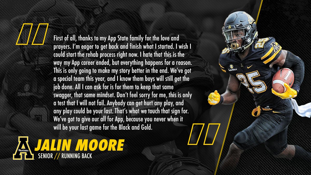 Appalachian State Running Back Jalin Moore's statement after career ...