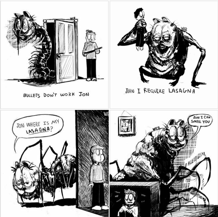 I drew Garfield as a Gameboy-styled horror game : r/gaming