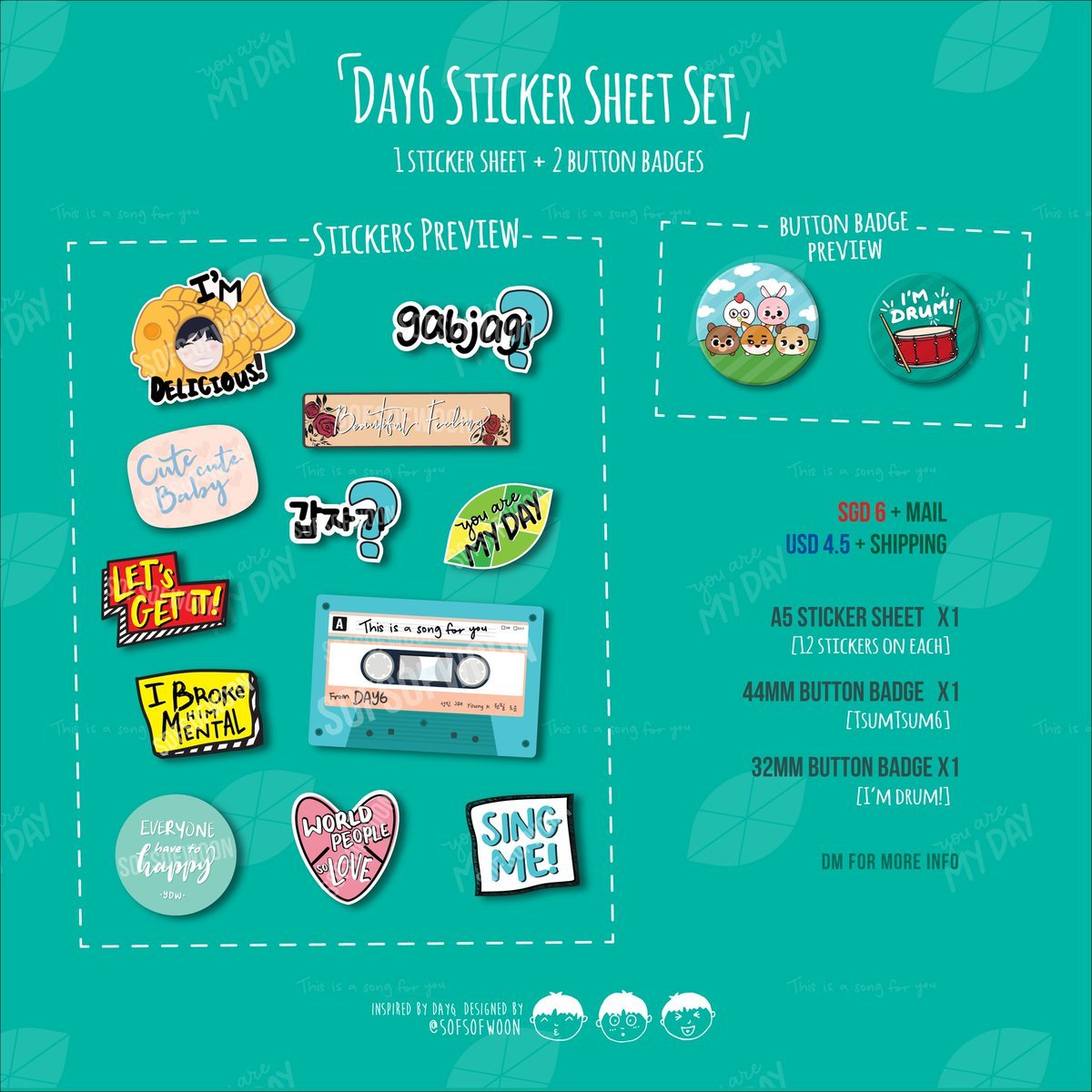 Paper & Party Supplies DAY6 'Logo' Sticker Sheets day6 kpop matte ...