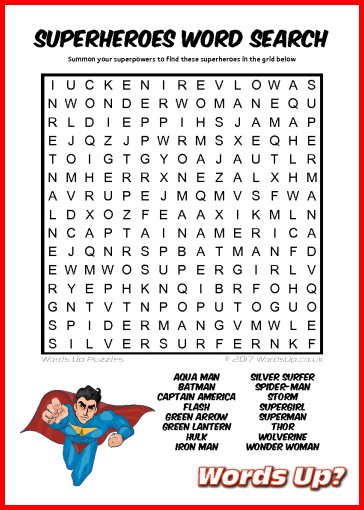 Superhero Word Search