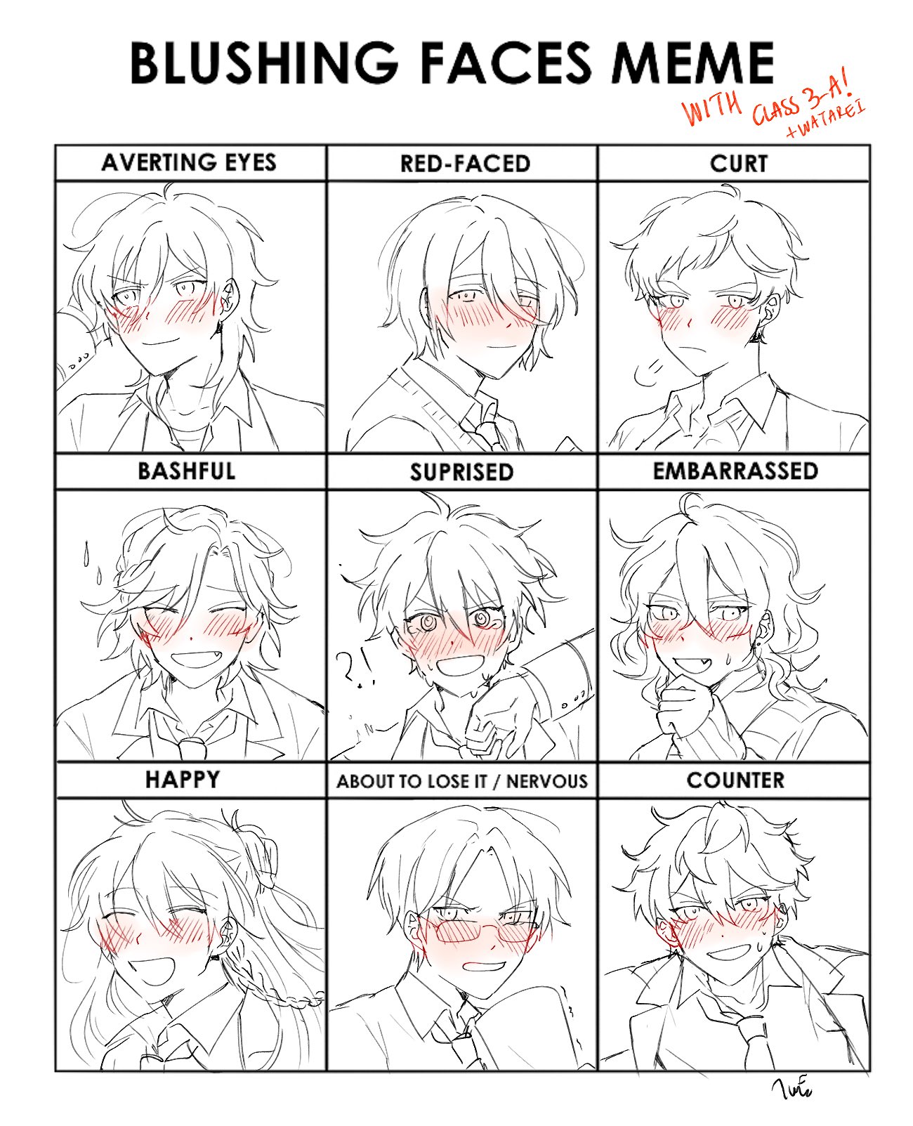 Anime Blushing Face Drawing