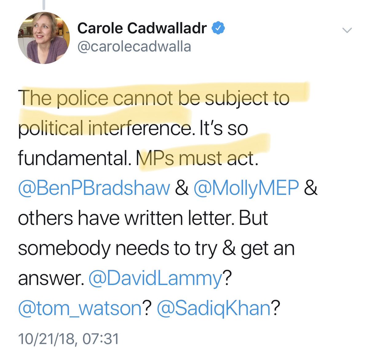 Darren Grimes On Twitter ‘the Observers Carole Cadwalladr Has Won