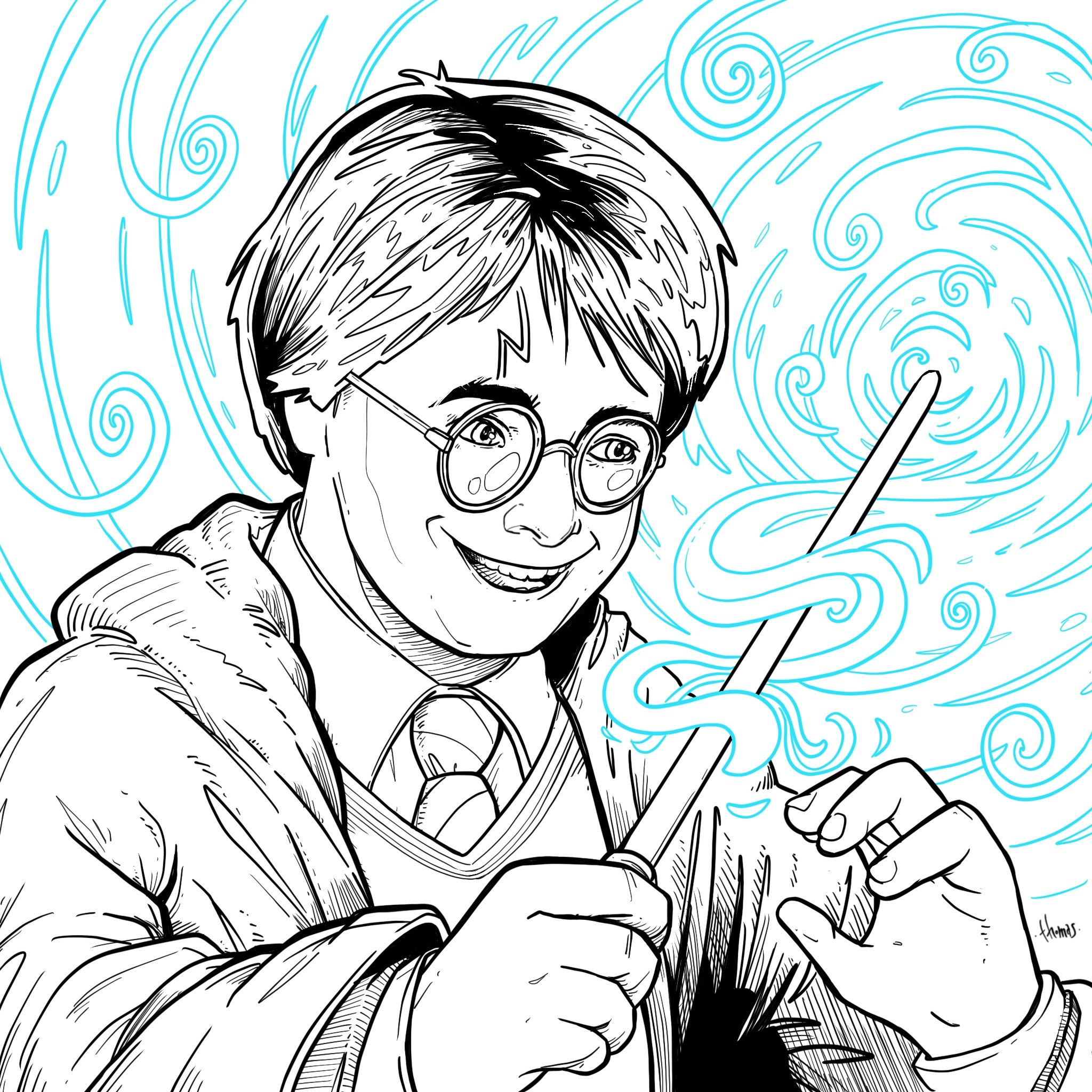 Hogwarts Line Drawing
