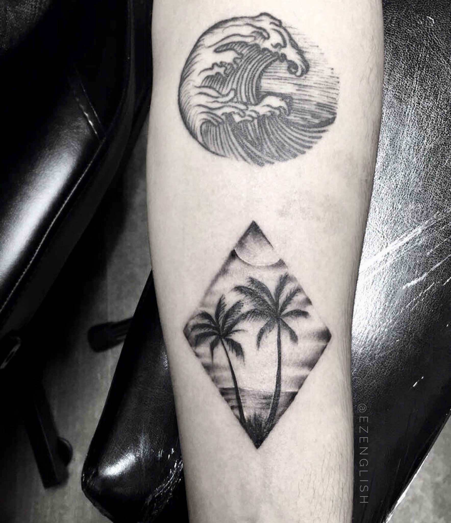 Beach Tattoos Black And White