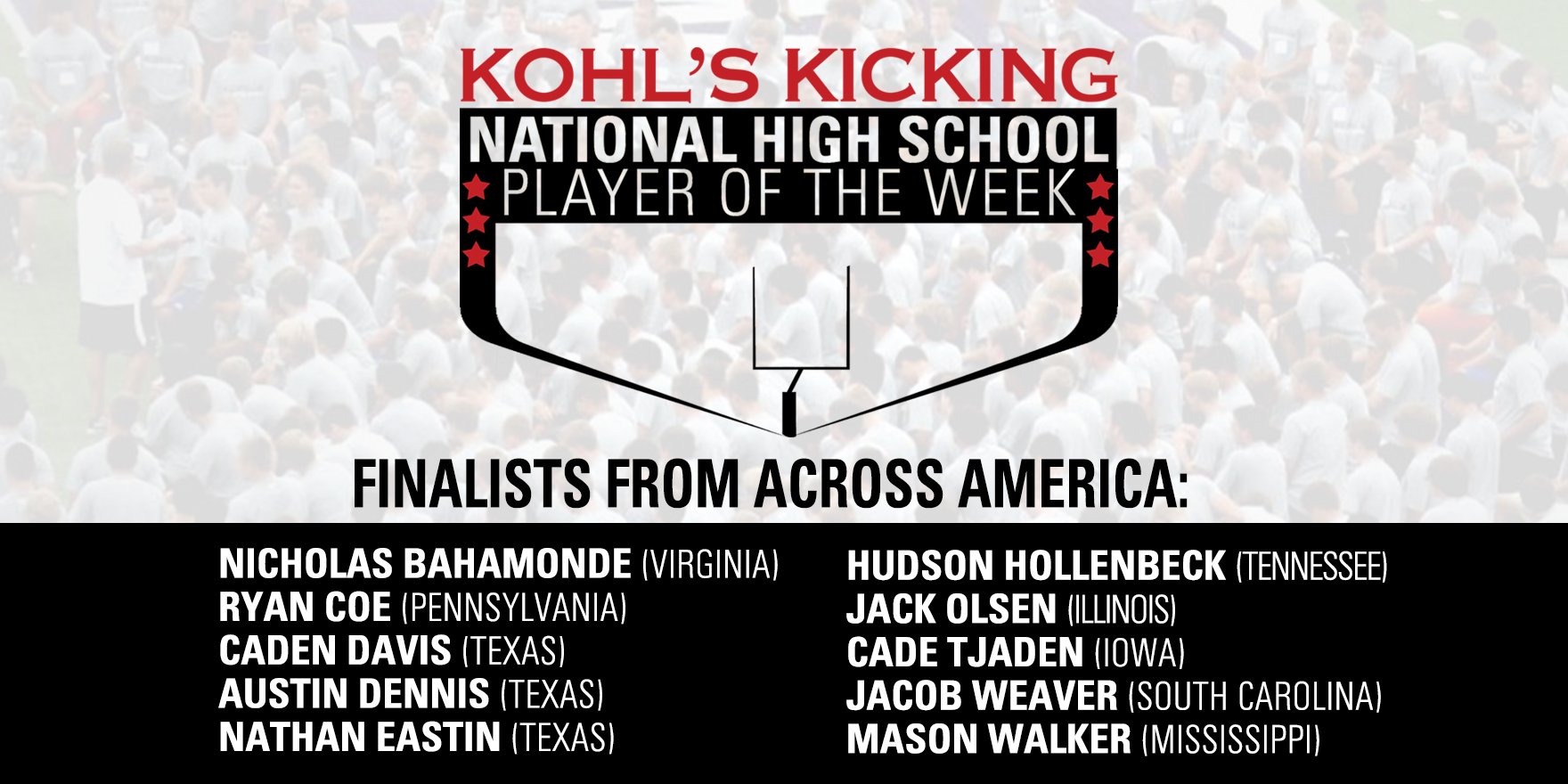 Kohl's Kicking Camps on Twitter: "Finalists have been chosen from a long list of great ...