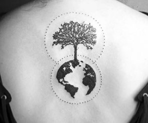 Earth Tree Tattoos Yggdrasil World Tree Black White Tattoo Stock