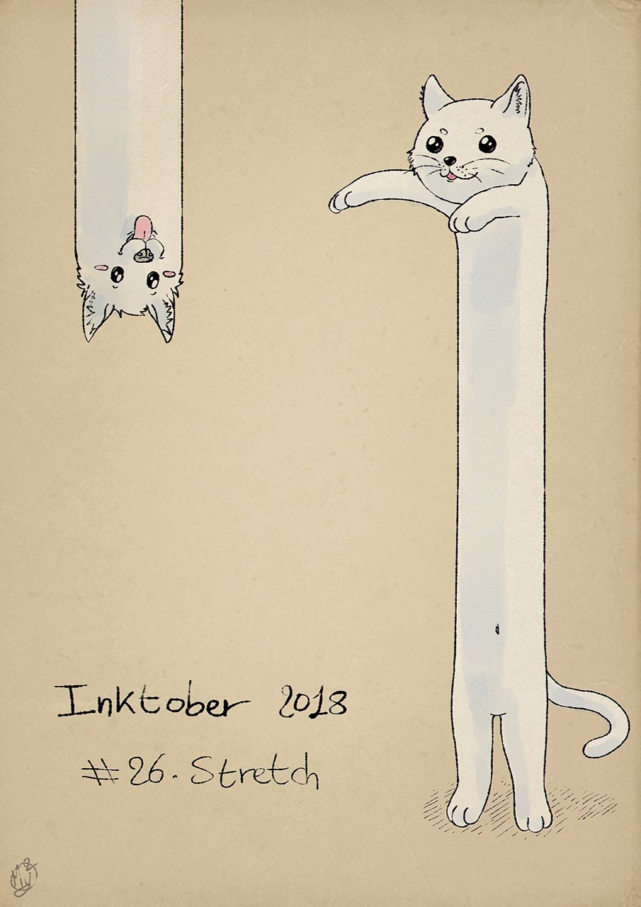 Cat Stretching Drawing